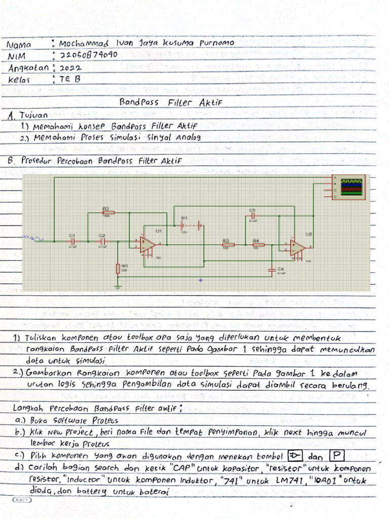 040 - Mochammad Ivan Jaya Kusuma Purnomo - Bandpass Filter Aktif | PDF