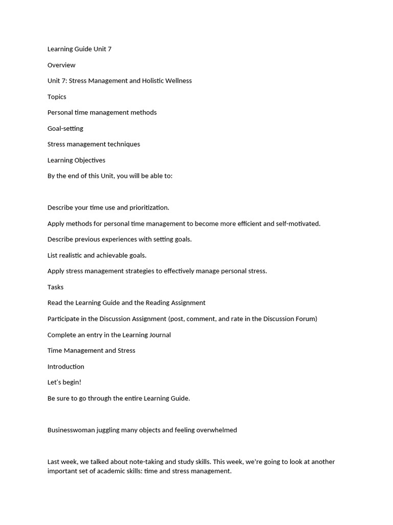 Learning Guide Unit 7 (1) | PDF | Time Management | Professional Skills