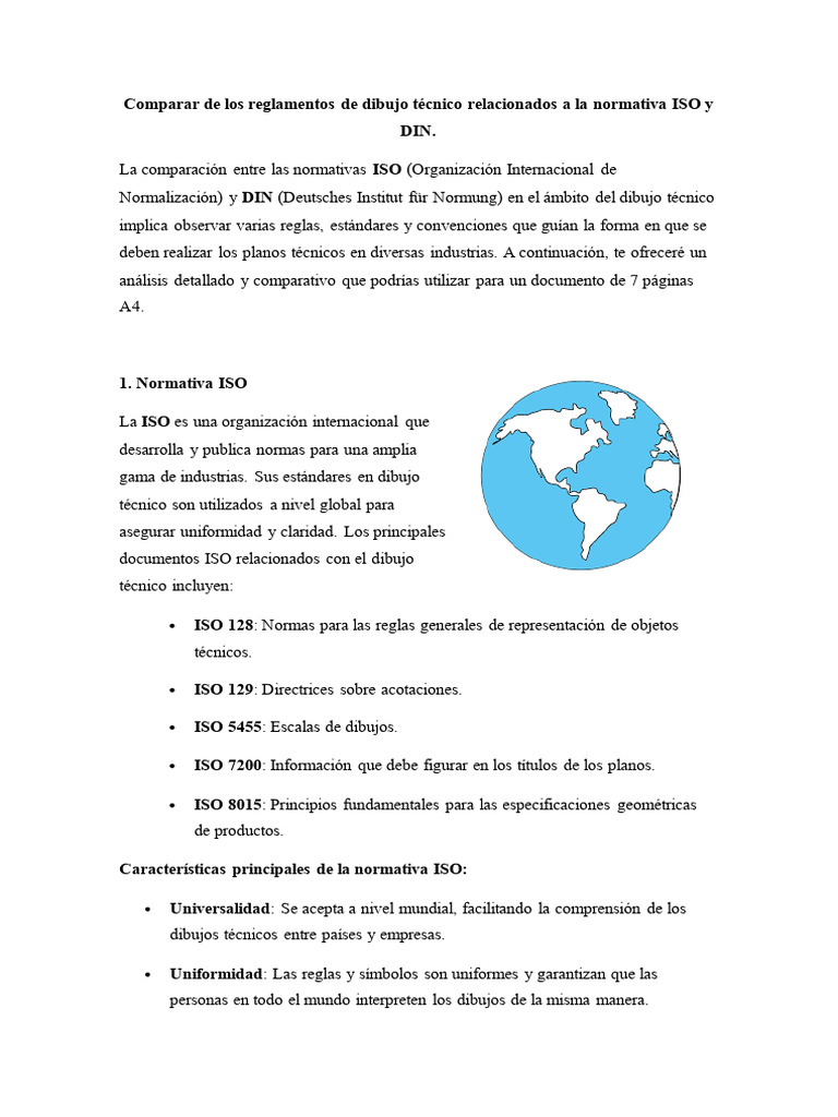 Comparativa de Normas ISO y DIN en Dibujo Técnico | PDF | Dibujo ...