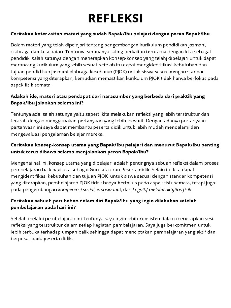 REFLEKSI | PDF | Karier & Perkembangan