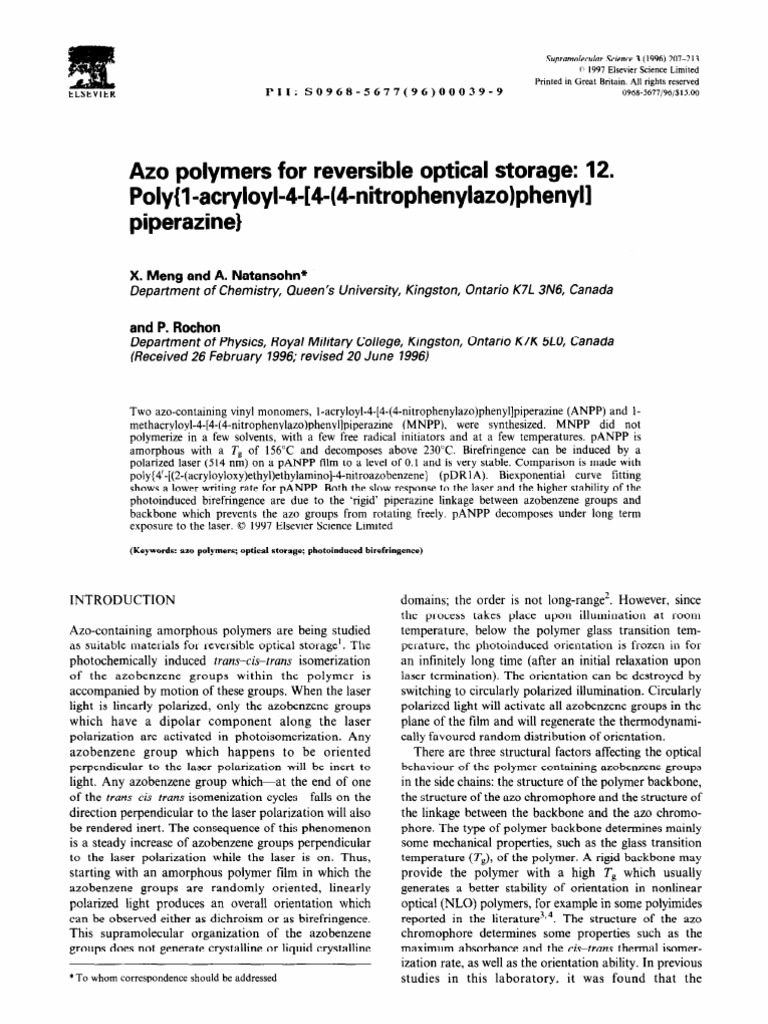 Azo Poly Acr | PDF | Polymers | Polarization (Waves)
