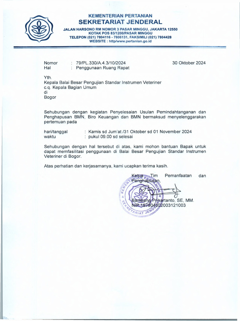 Surat Pinjam Ruangan | PDF