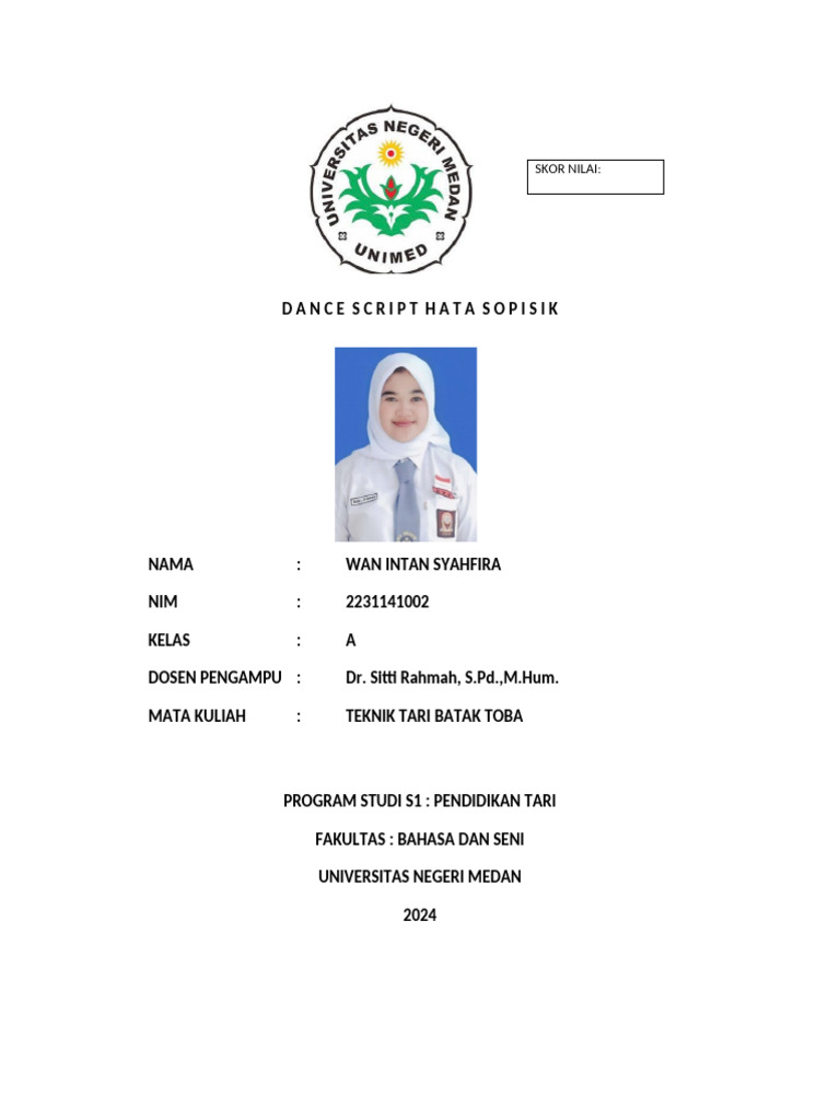 Dance Skript Batak Toba - Wan Intan Syahfira - Kelas A | PDF