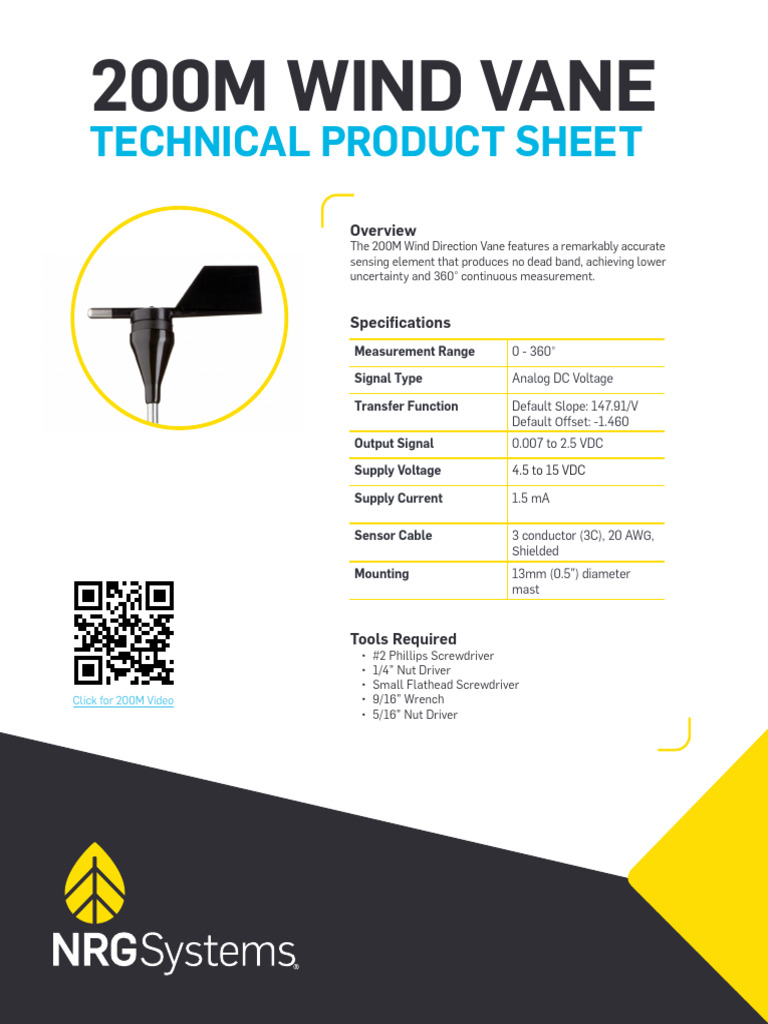 NRG 200m Tech Product Sheet 2020 V1 | PDF | Sensor | Screw