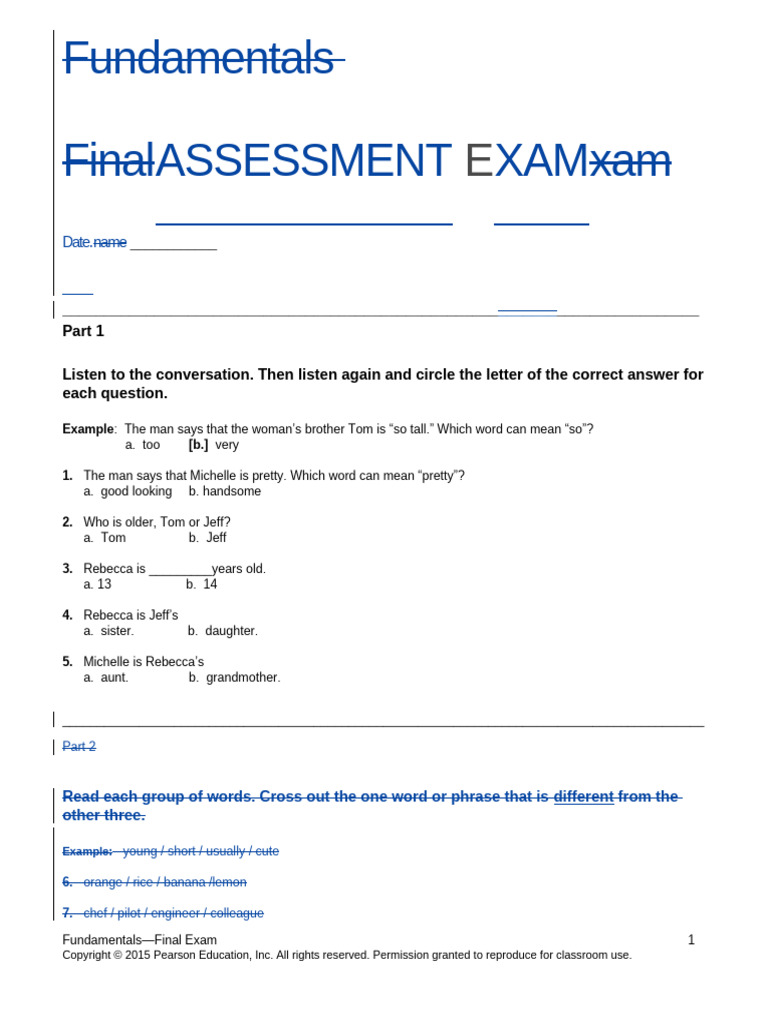 Assessment Final Exam | PDF | All Rights Reserved | Vegetables