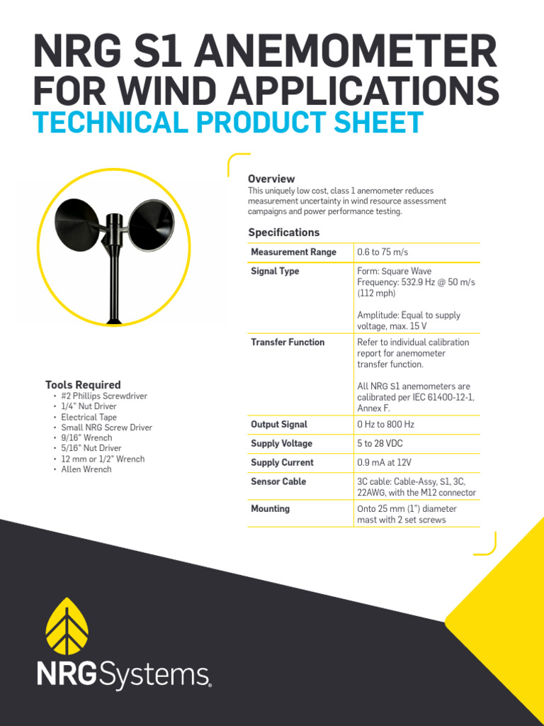 NRG S1 Tech Product Sheet 2023 V1 | PDF | Screw | Manufactured Goods