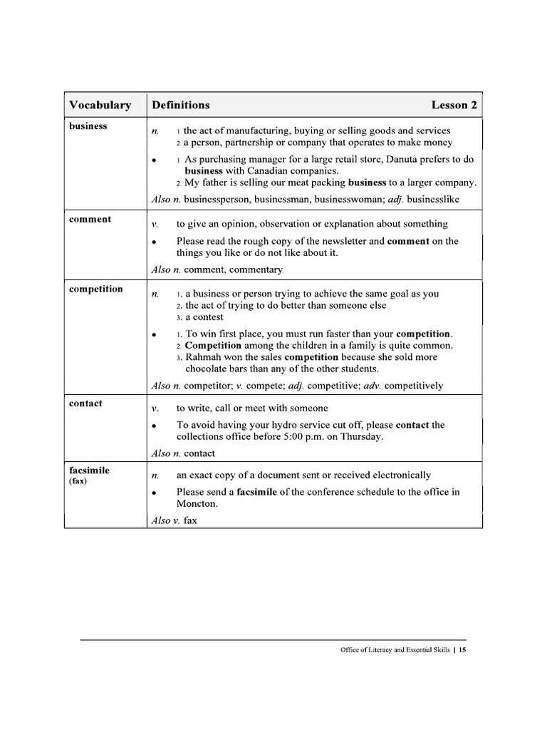 Business Vocabulary-Unit 1-Lesson 2 N | PDF