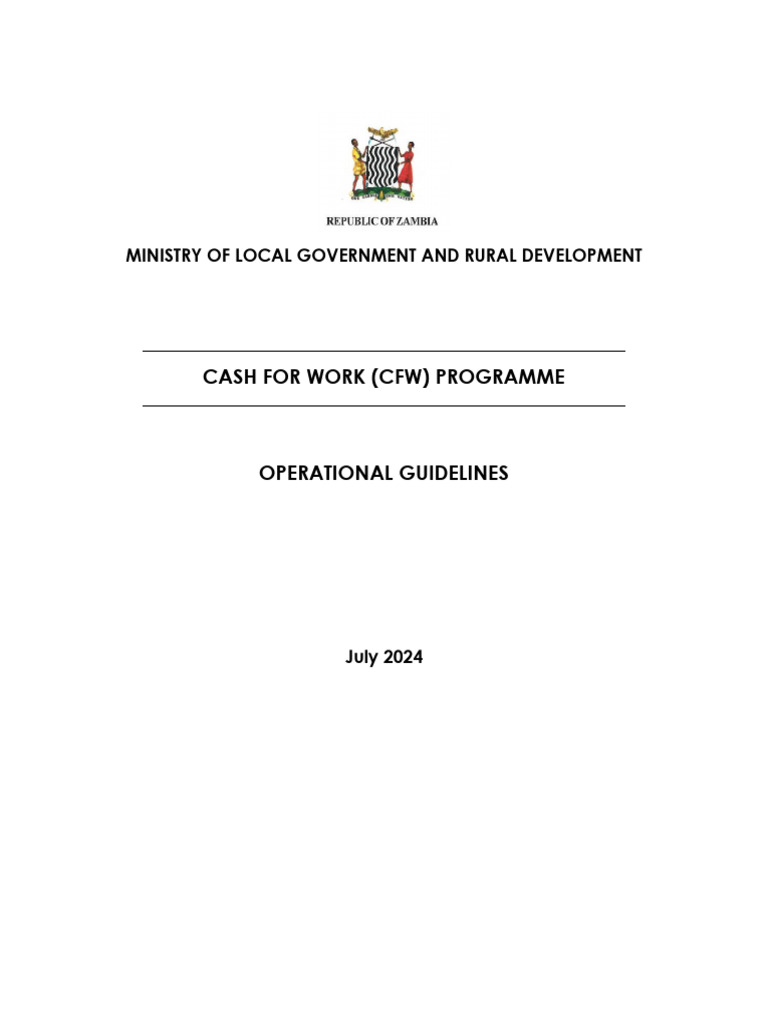 Zambia Cash for Work Programme Guidelines | PDF | Cost Of Living ...