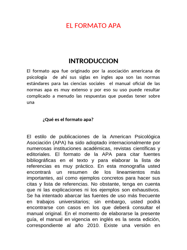 El Formato Apa | PDF