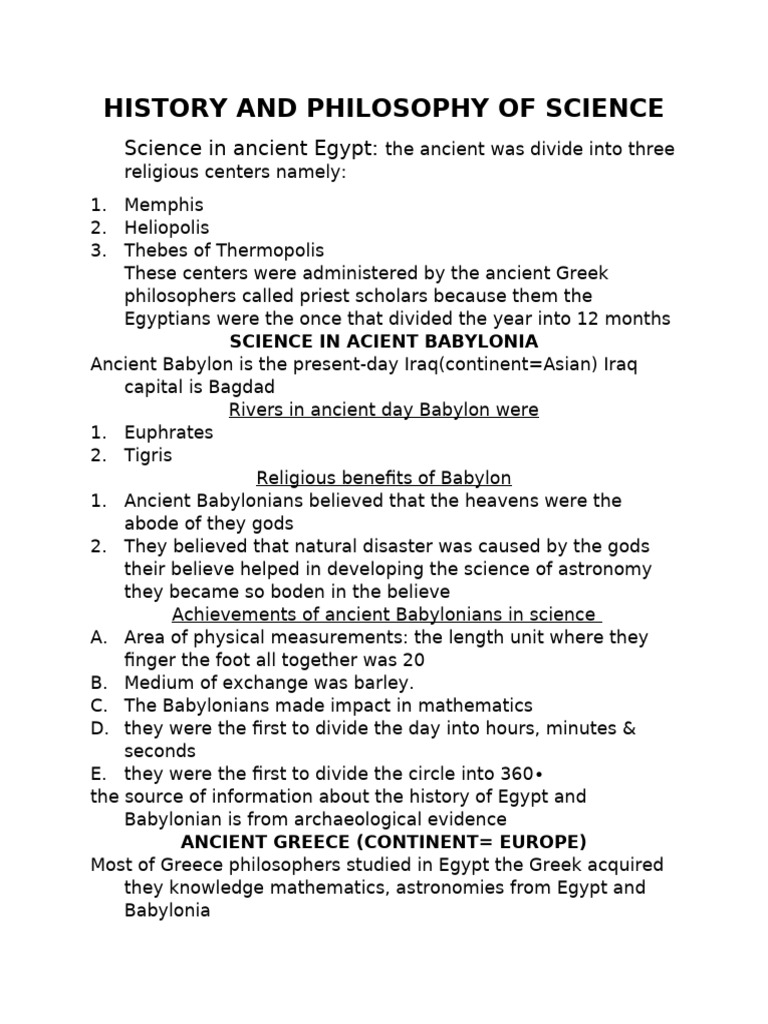 History and Philosophy of Science | PDF | Babylonia | Ancient Greece