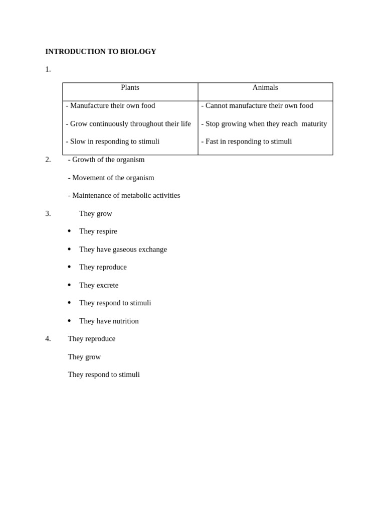Form 1 1. Introduction To Biology A | PDF | Science & Mathematics