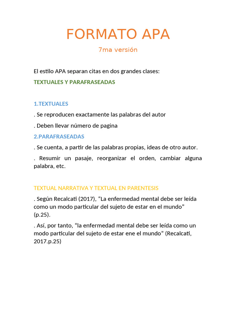Citas en formato APA: Textuales y Parafraseadas | PDF
