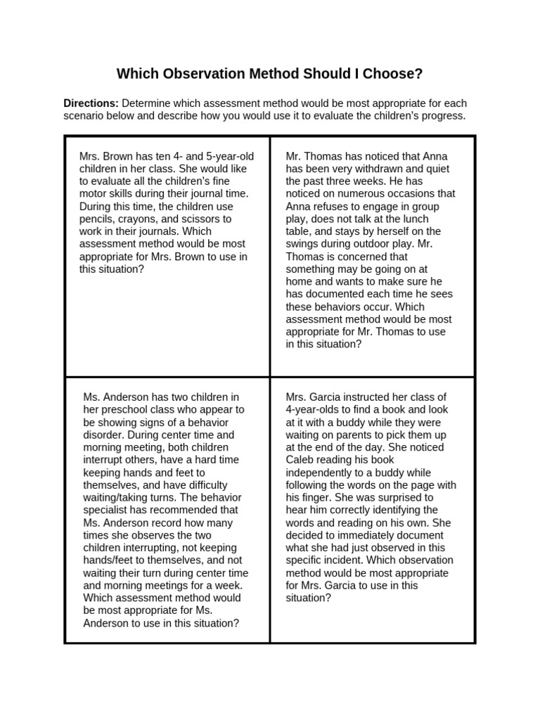 Choosing the Right Observation Method | PDF | Human Development ...
