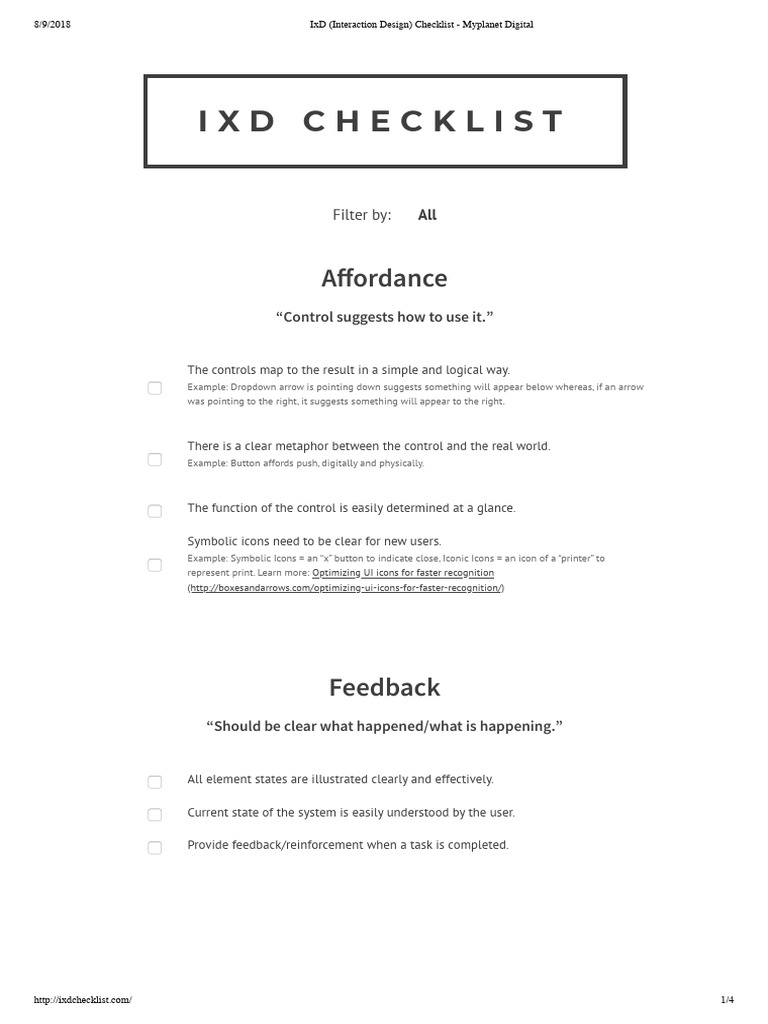 IxD (Interaction Design) Checklist - Myplanet Digital | PDF | Icon ...