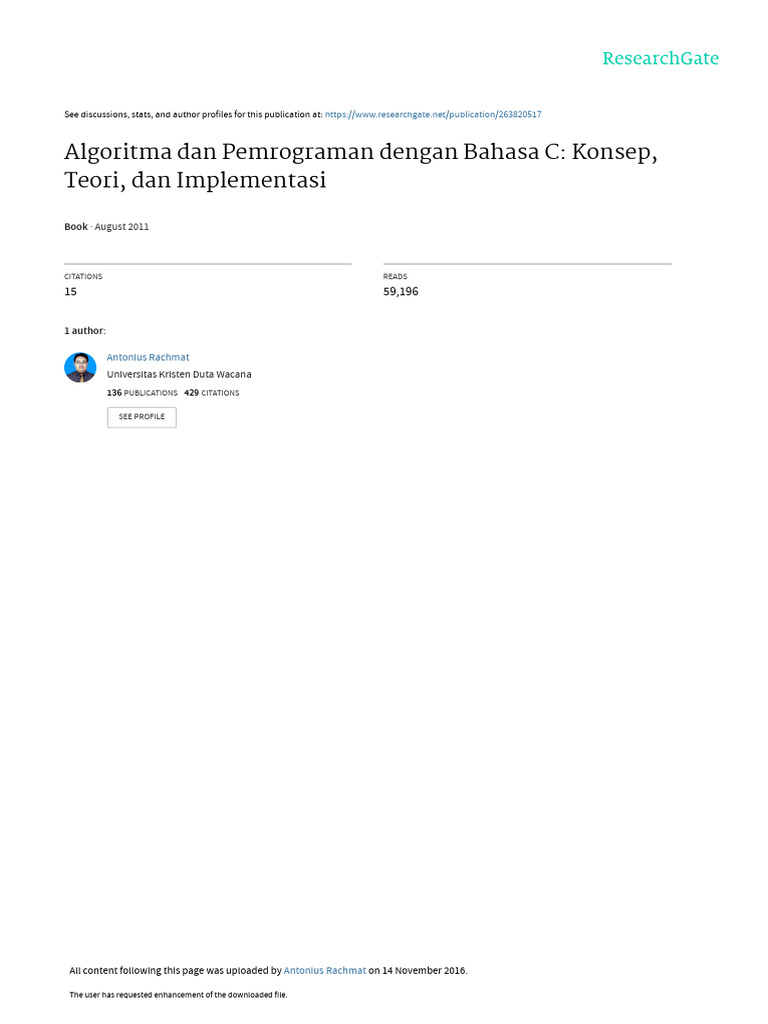 Algoritma Dan Pemrograman Dengan Bahasa C | PDF | Komputer | Teknologi & Rekayasa