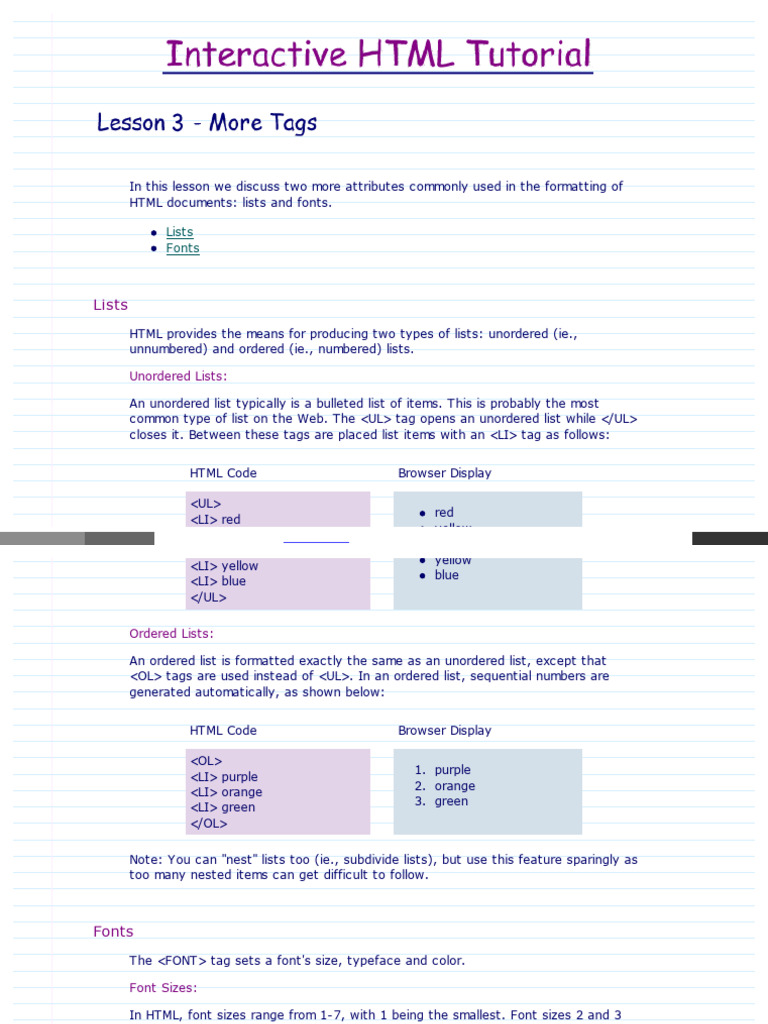 lesson3_htm | PDF | Typefaces | Html Element