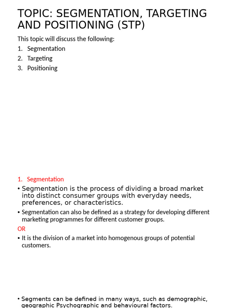 Segmenetation, Targeting and Positioning | PDF | Market Segmentation ...