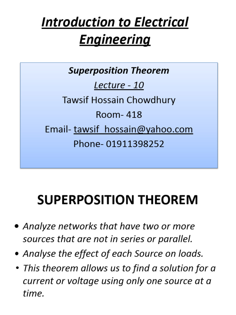 Lec 10 (Superposition) | PDF | Teaching Methods & Materials