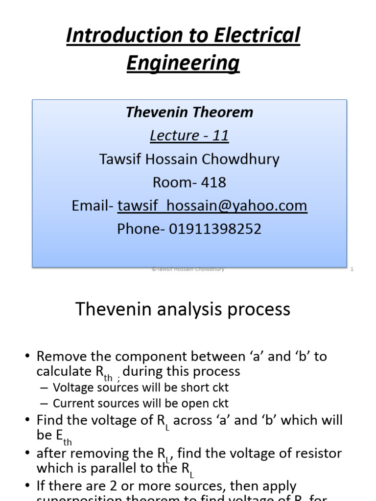Lec 11 (Thevenin) | PDF