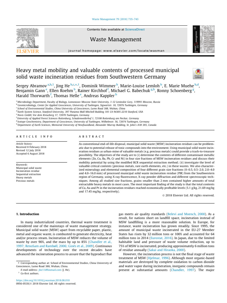 Heavy metal mobility | PDF | Incineration | Municipal Solid Waste