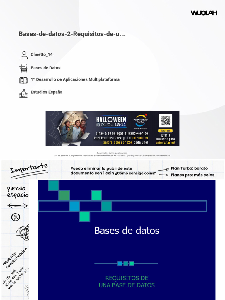 Wuolah Free Bases de Datos 2 Requisitos de Una Base de Datos | PDF | Bases de datos | Archivo de ...