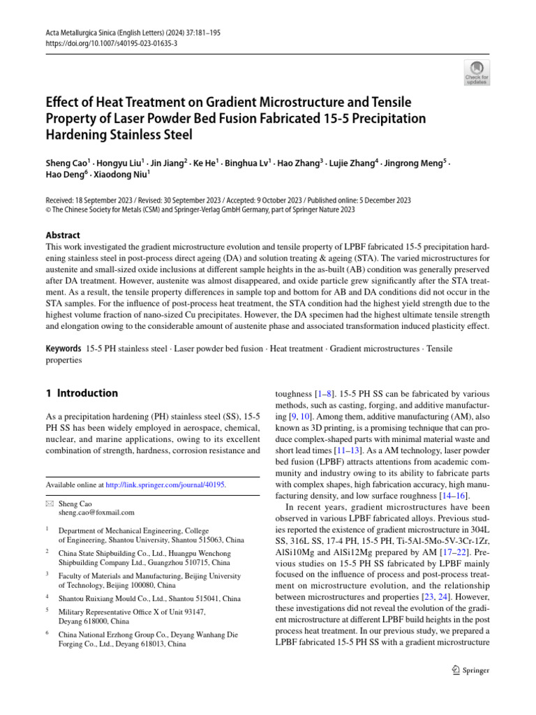 Effect of Heat Treatment On Gradient Microstructure and Tensile ...