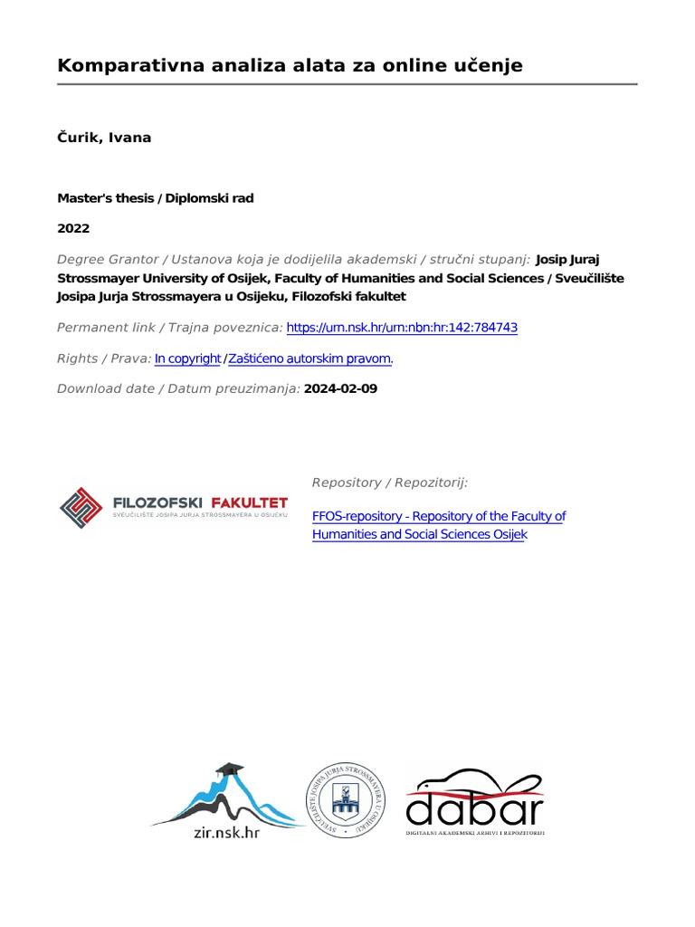 Curik Ivana Ffos 2022 Diplo Sveuc | PDF