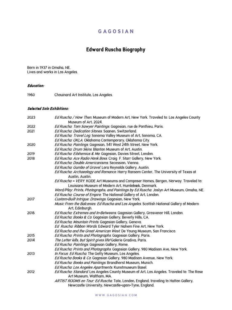 RuschaEdward Bio tCjluUG | PDF | American Art | The Arts