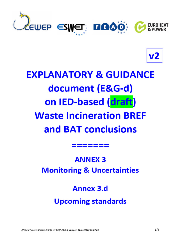 ANX 3.d (Uncert-Upcom STD) To WI BREF E&G-d - v2 | PDF | Regulatory ...