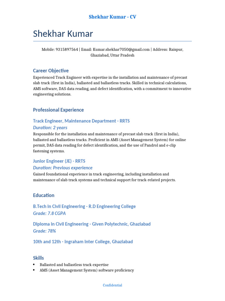 Shekhar Kumar CV Updated | PDF