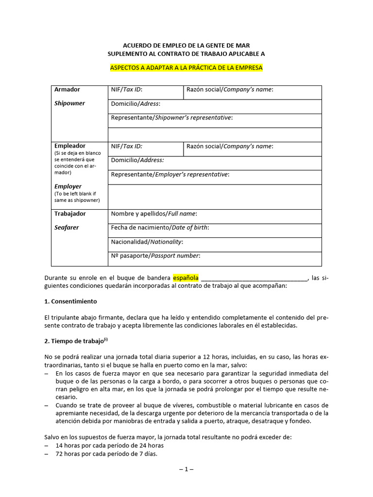 1 - Modelo - Addendum SEAFARER EMPLOYMENT AGREEMENT ADDENDUM OF THE ...