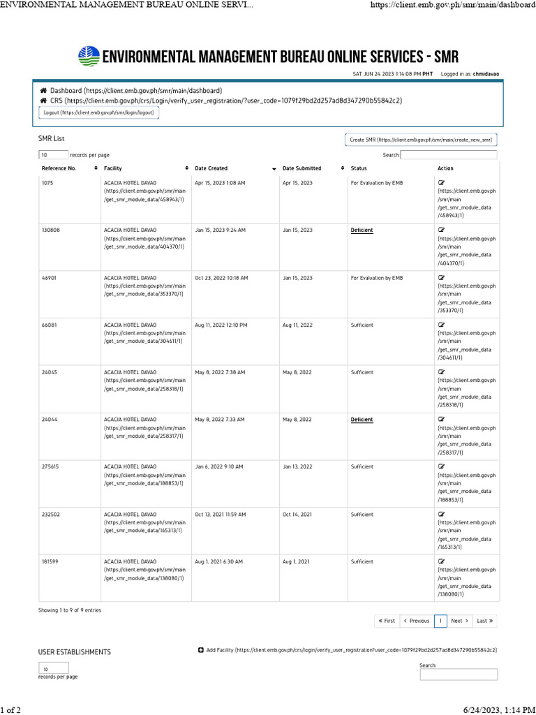 Environmental Management Bureau Online Services - SMR | PDF | World ...