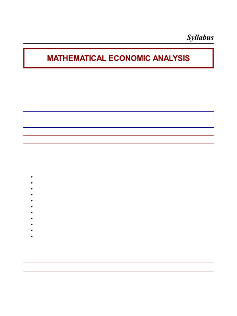 AU ECON 705-805 - Mathematical Economic Analysis | PDF | Mathematics ...