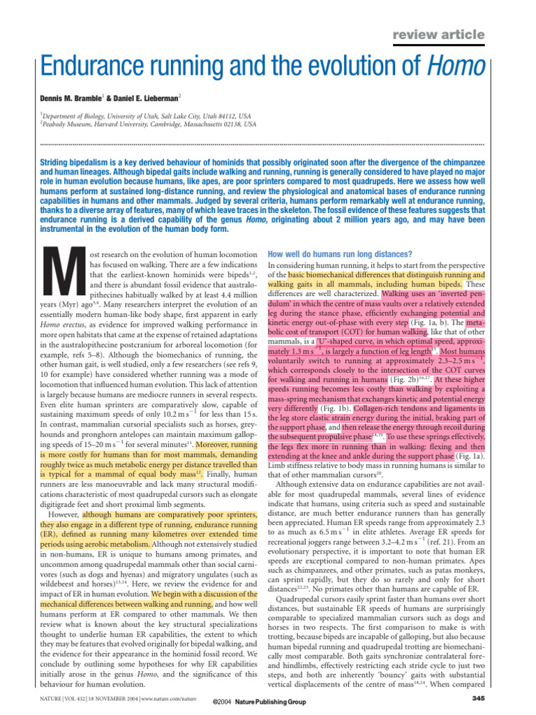 2004 D. Bramble - Endurance running and the evolution of Homo (Nature ...