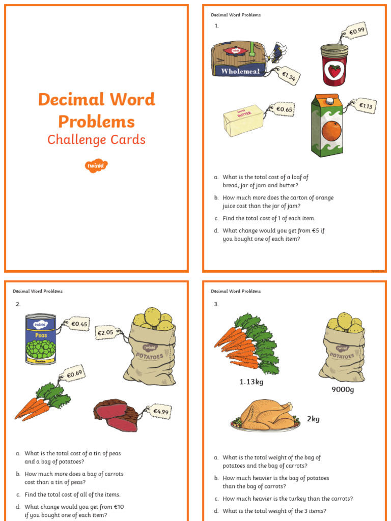 Decimal Word Problems Guide | PDF | Fruit | Food Ingredients