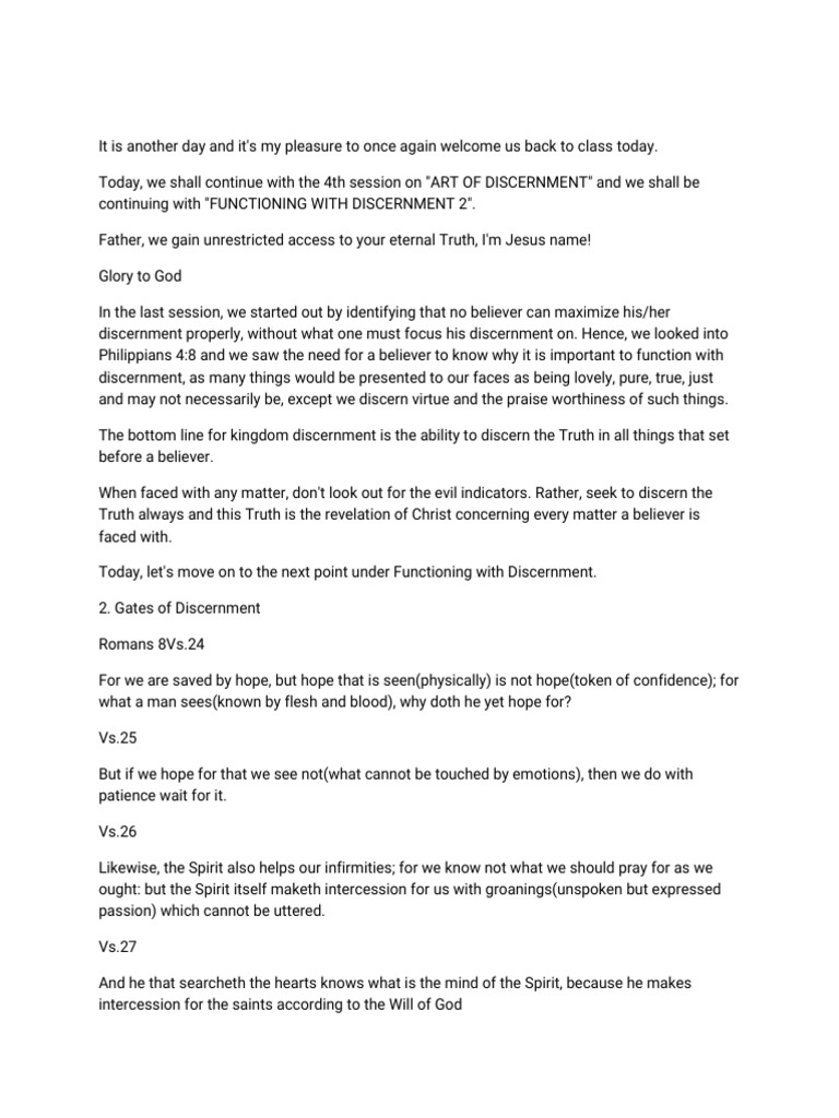 Art of Discernment 4 | PDF