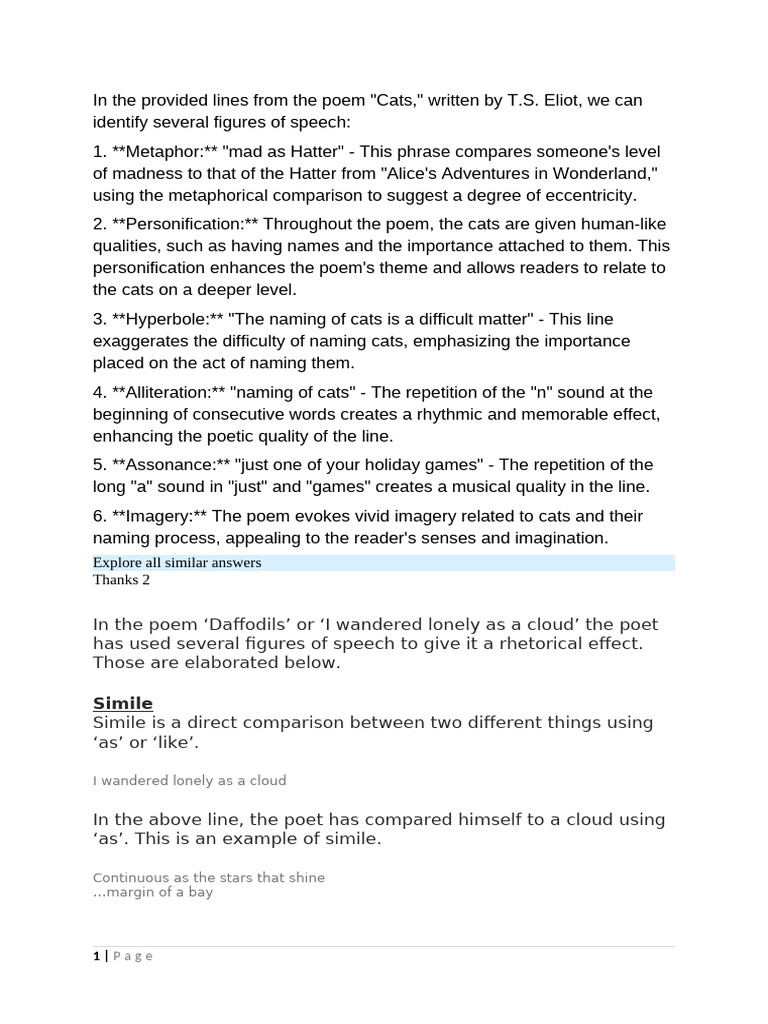 Figures of Speech in Notable Poems | PDF | Poetry | Metaphor