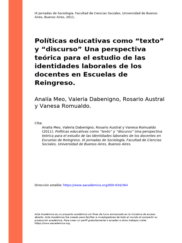 Polticas Educativas Como - Texto - y - Discurso | PDF | Discurso | Enseñando