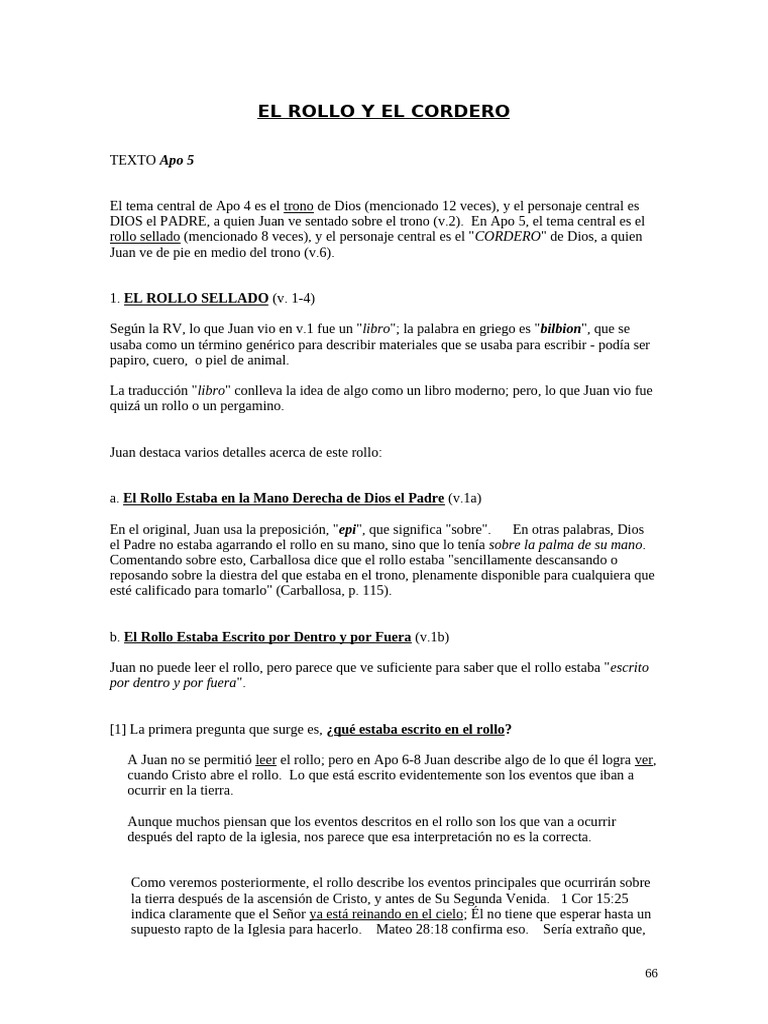 El Cordero y el Rollo Sellado en Apocalipsis | PDF | Cristo (título ...