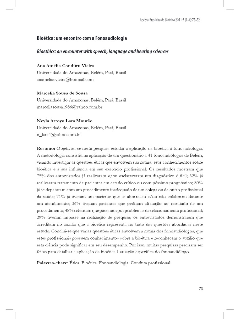 13 Bio-Tica - Um Encontro Com A Fonoaudiologia | PDF