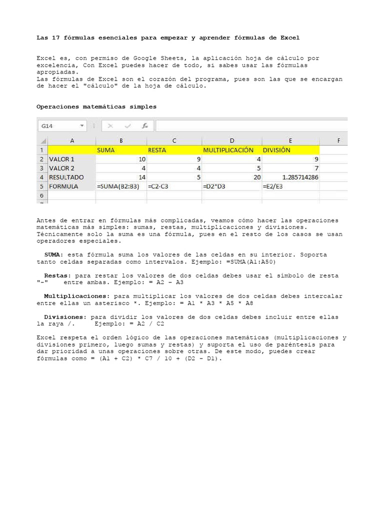 Formulas de Microsoft Excel | PDF | Hoja de cálculo | Microsoft Excel