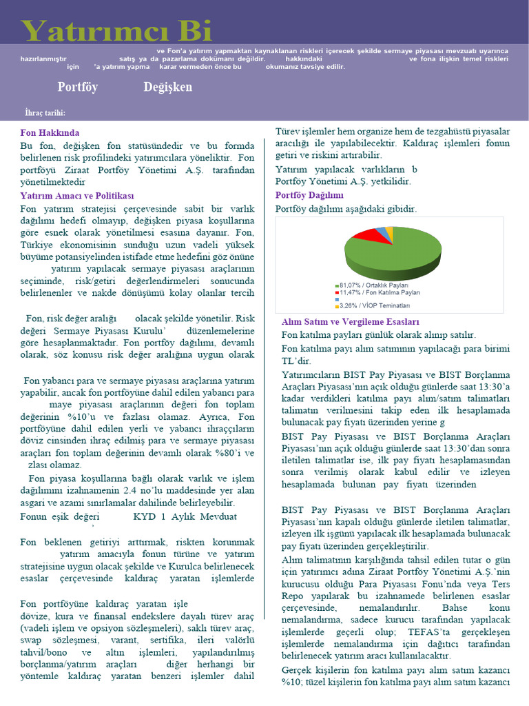 ZFG - PORTFOY - ZDZ Ziraat Portfoy Agresif Degisken Fon Ybf 31052023 ...