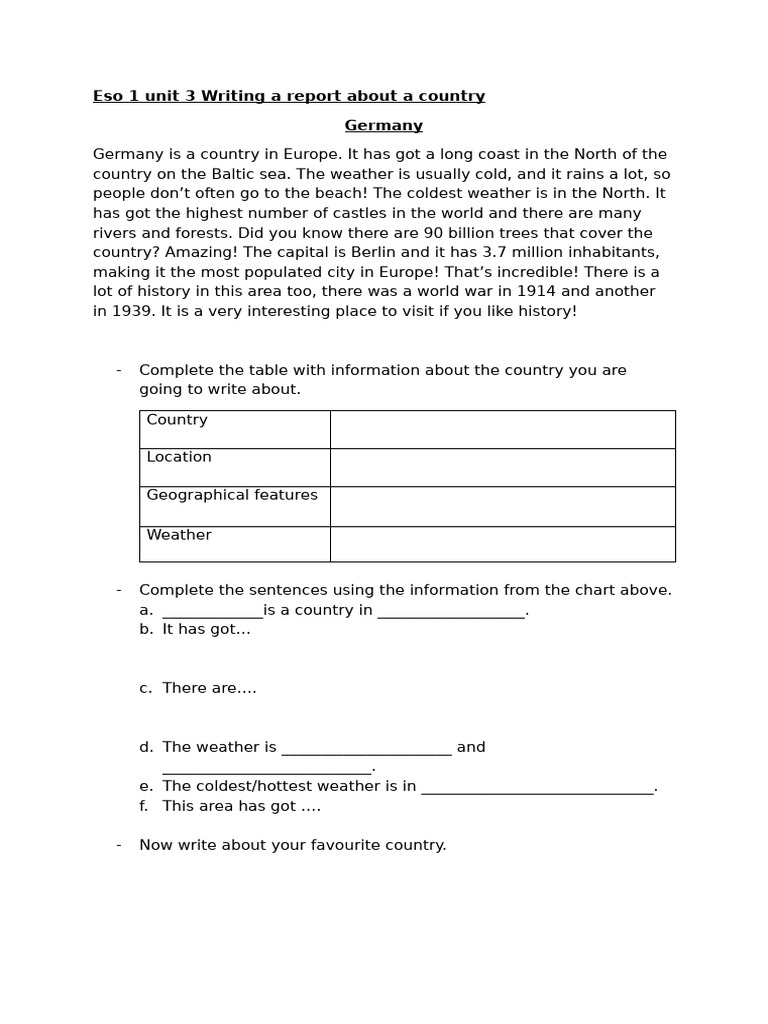 Eso 1 Writing a Report Unit 3 | PDF