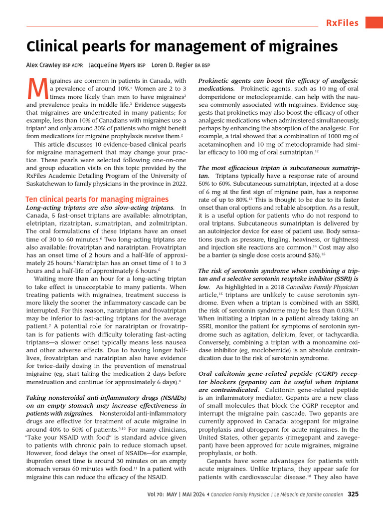 Clinical Pearls For Management of Migraines - Am Phy (2024) | PDF ...