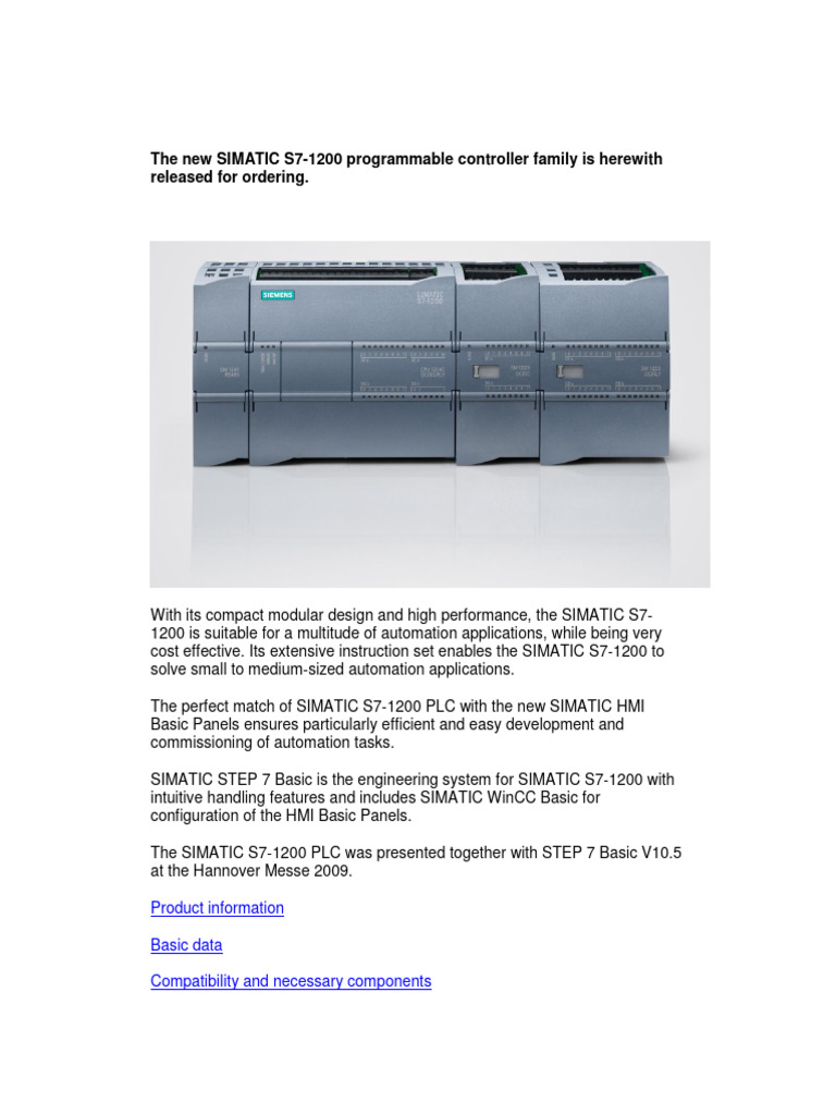 The New SIMATIC S7 | PDF | Programmable Logic Controller | Input/Output