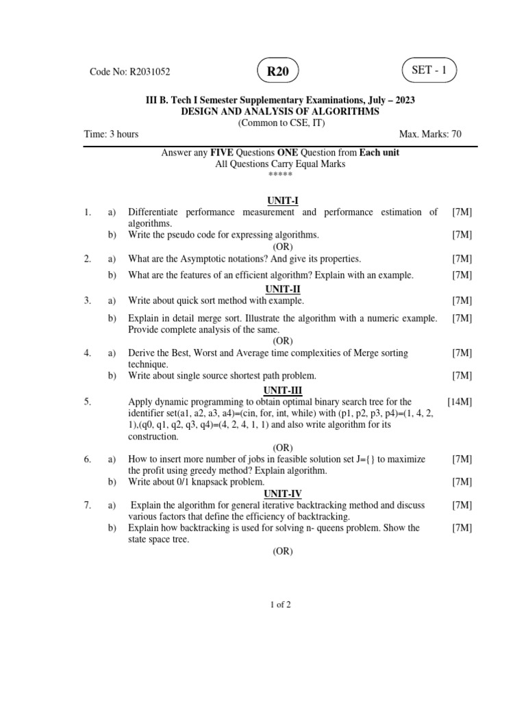 DESIGN-AND-ANALYSIS-OF-ALGORITHMS-JULY-2023 | PDF | Mathematical ... DESIGN-AND-ANALYSIS-OF-ALGORITHMS-JULY-2023 | PDF | Mathematical ...