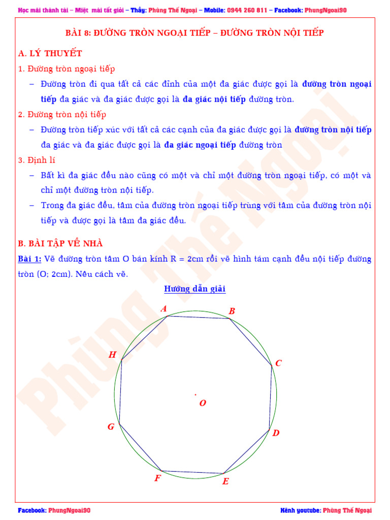 BTVN - LG - đường Tròn Ngoại Tiếp Đường Tròn Nội Tiếp | PDF