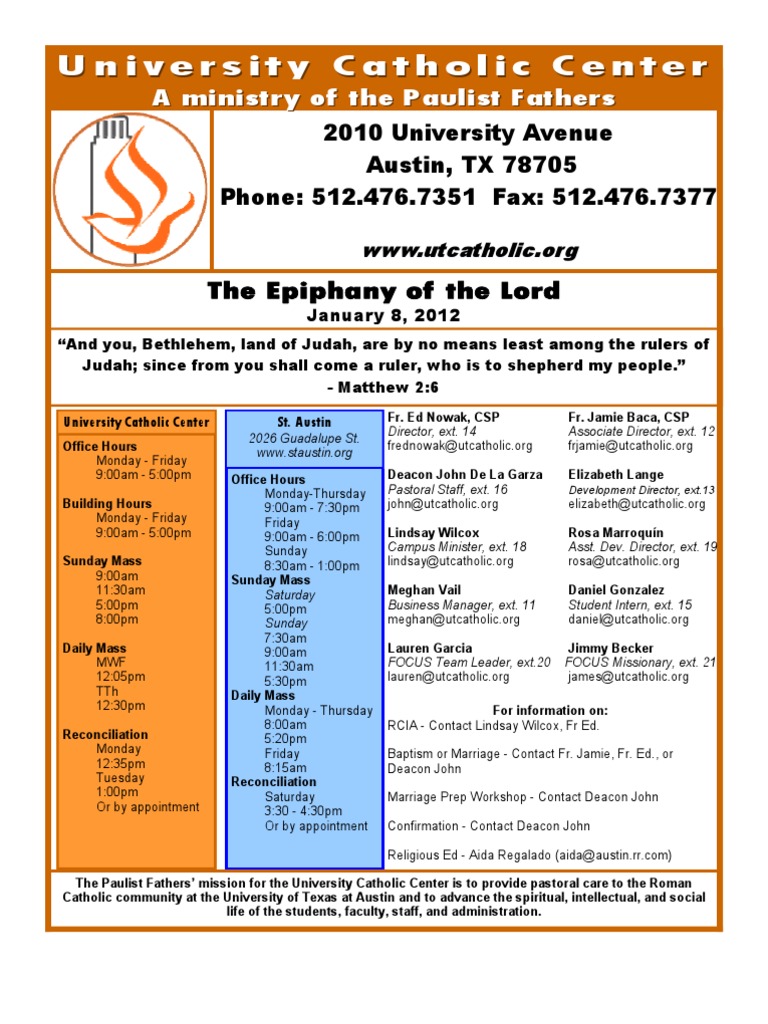 University Catholic Center Services & Events | PDF | Wellness | Lifestyle