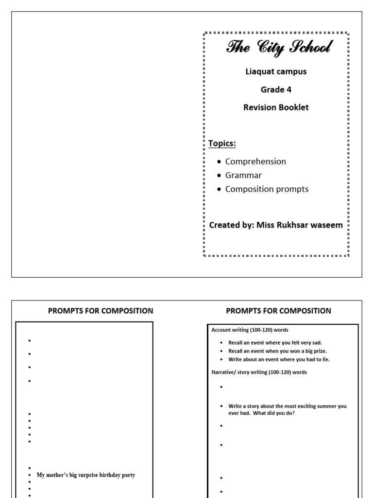 Class 4 English Revision Booklet Final | PDF