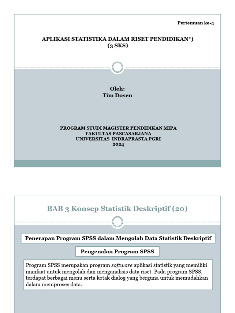 PPT Aplikasi Statistik S2 Part 4 Ok | PDF | Metode & Bahan Ajar